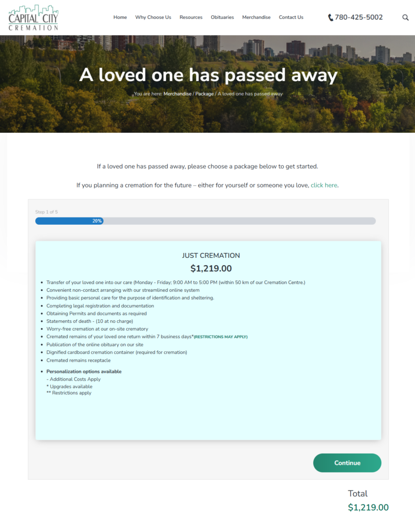 Online Arrangement Process Guide - Capital City Cremation Edmonton, AB